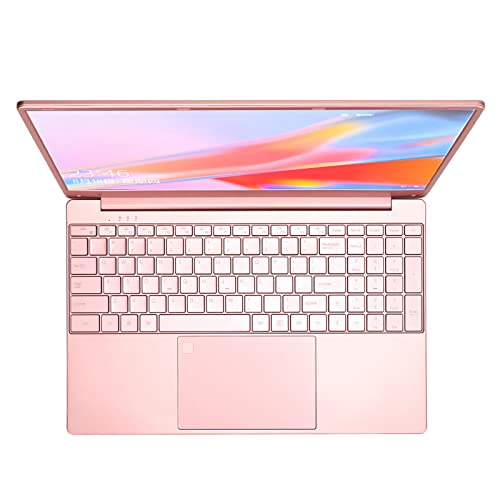 Naroote Gaming Laptop, 100‑240V Pink 2K Resolution IPS 15.6in Laptop for Window11 with Fingerprint Keypad for Office (12+512G US Plug)