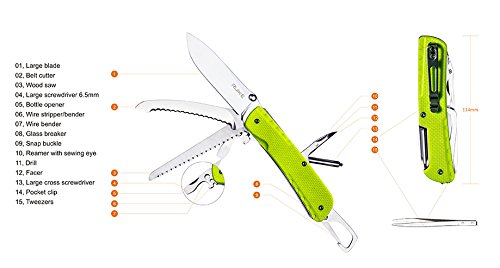 RUIKE Multifunctional Knive, Yellow-Green, G10 (LD43)