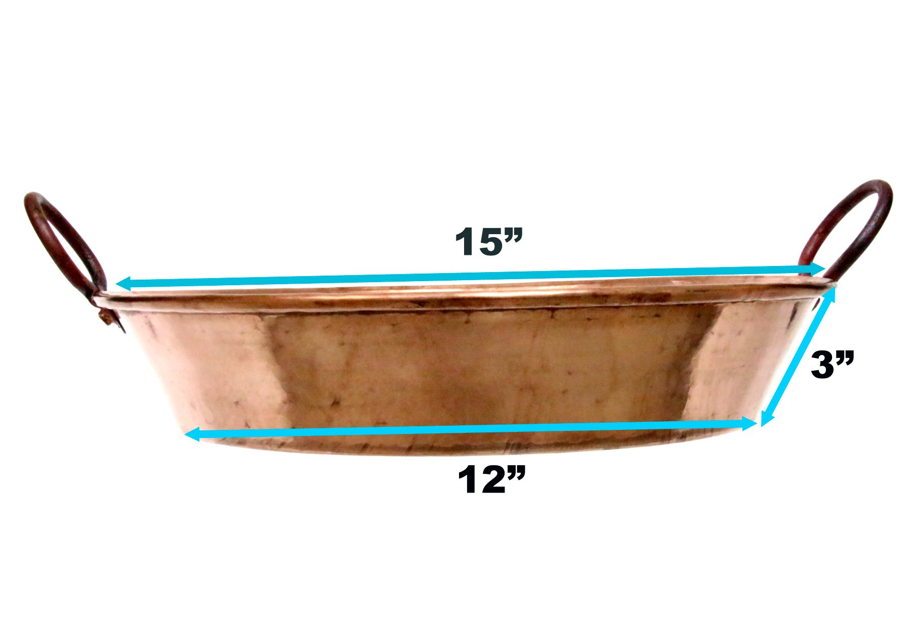 Paella Pan 15" Paellera de Cobre 100% Pure Copper Classic Cazo Traditional Seafood Spain