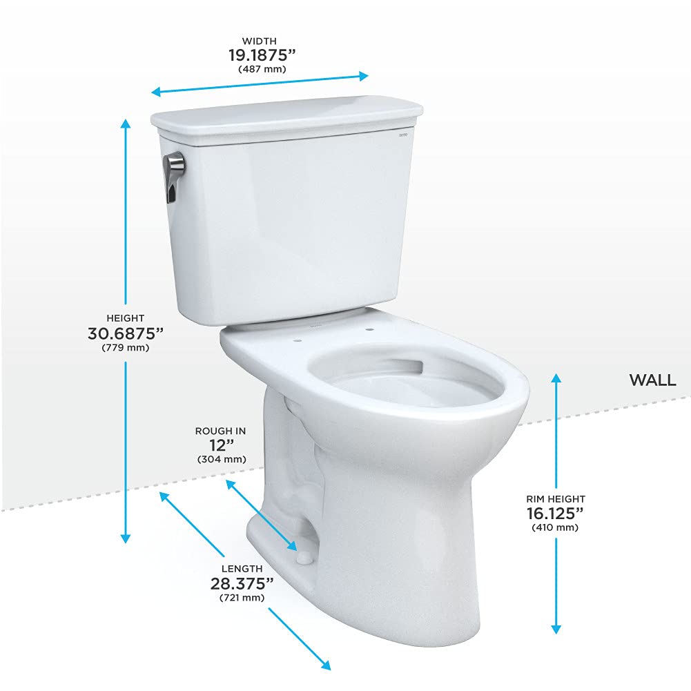 TOTO Drake Transitional Elongated 1.28 GPF Toilet Bundle with WASHLET C5 Bidet Toilet Seat Cotton White