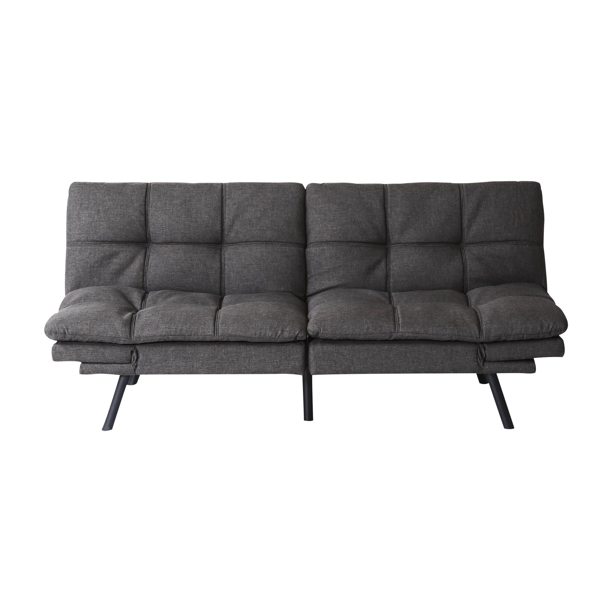 Xuanlur Futon Sofa Bed with Adjustable Backrests, Sleeper Couch with Adjustable Armrests, Convertible Sofa Couch Bed for Small Space,Apartment, Living Room, Grey