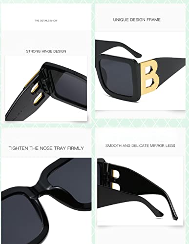 NLEYANB 3 Pieces Oversized Square Big B Designer Trend Sunglasses for Women Men UV400