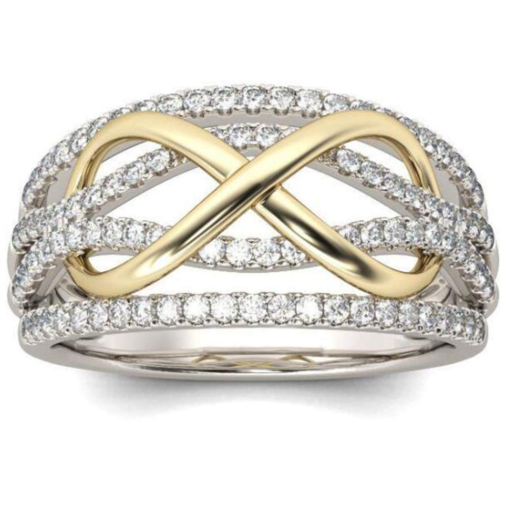 Jude Jewelers Silver Gold Waved Infinity Braided Statement Promise Anniversary Ring (Silver Gold, 12)