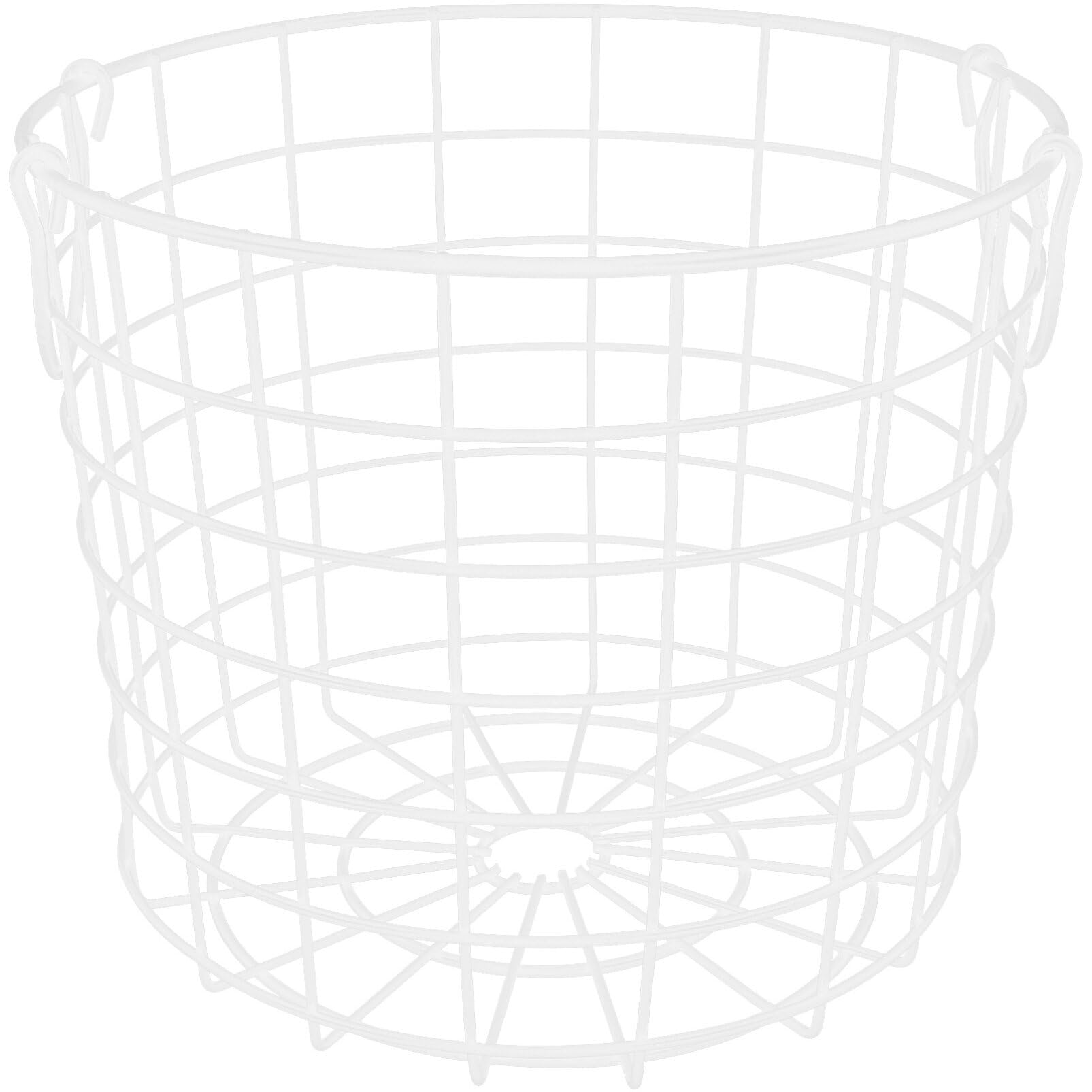 VOSAREA Iron Wire Laundry Hamper Metal Laundry Basket With Handles Round Storage Bin for Towels Books Dirty Clothes Organizer White