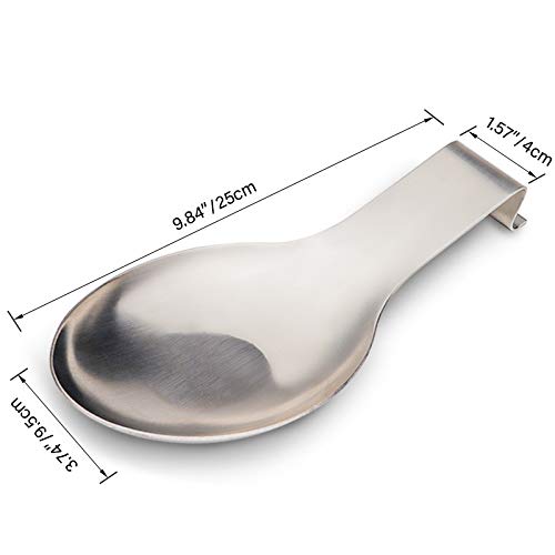 New Stainless Steel Spoon Rest,Kitchen Utensil Spoon Holder,Spatula Ladle Holder,spoon holder for stove top, spoon rest for kitchcen Countertop Heavy Duty Gift for mom freinds(Silver 1PC)