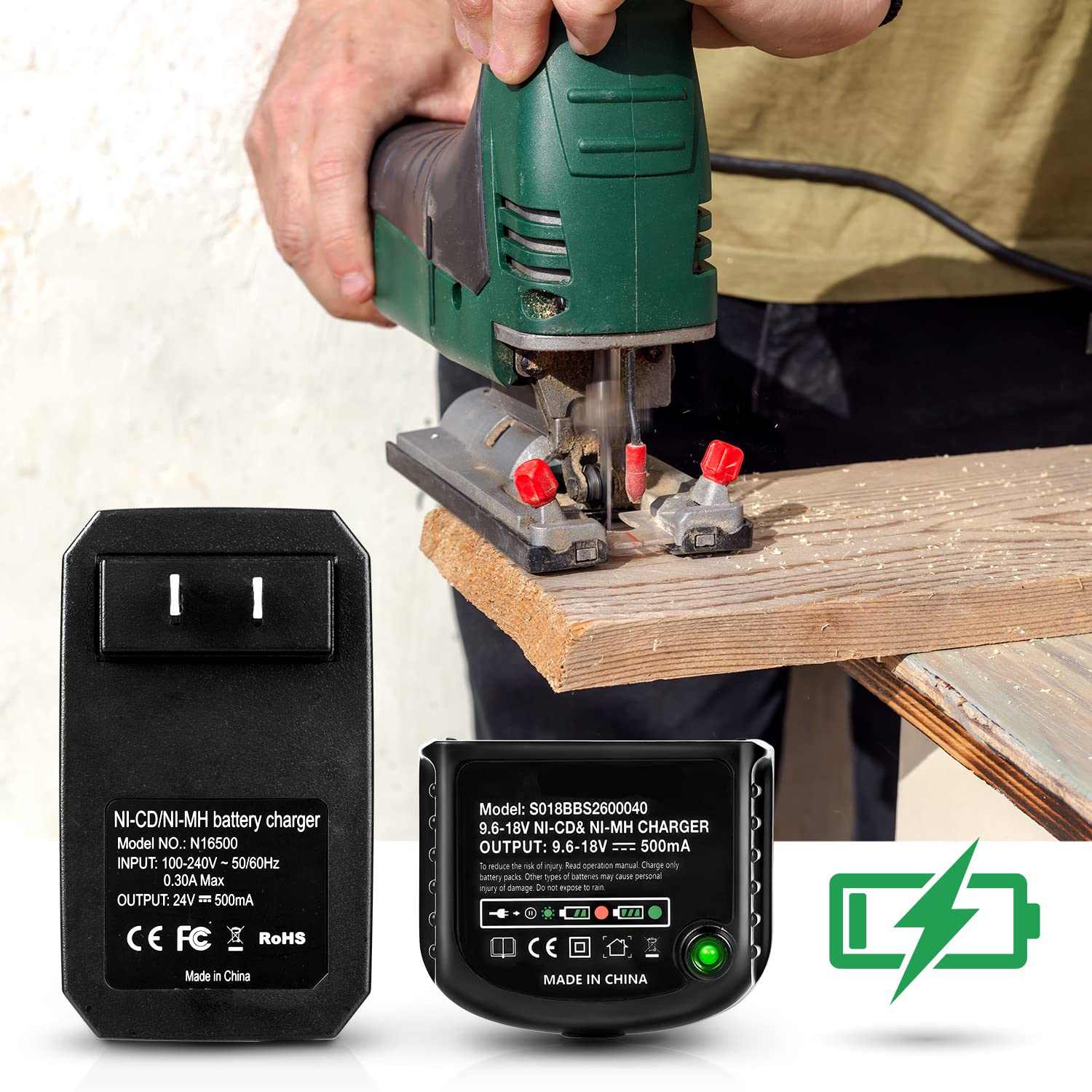 LUSAF 9.6V-18V Battery Charger Replacement for Black and Decker Battery Slide-in Style18V Ni-Cd Ni-MH Battery