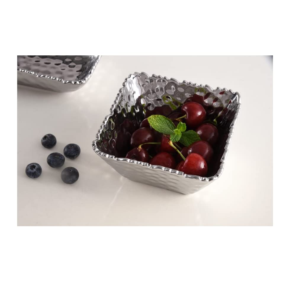 Pampa Bay CER-2733 Small Square Snack Bowl, 5-inch Square, Porcelain