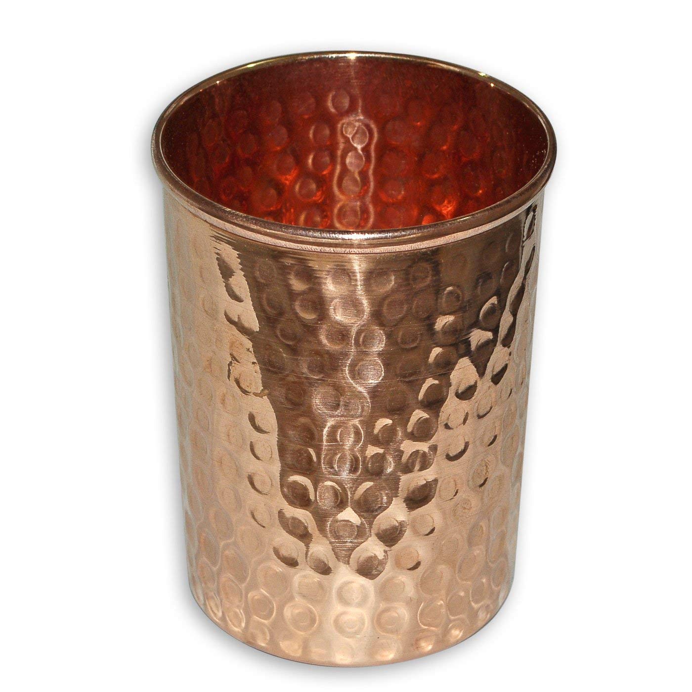 OSNICA Pure Copper Hammered Tumbler for Healing Ayurvedic Product Tableware Accessories, Set of 4, Height 9.5 Cm