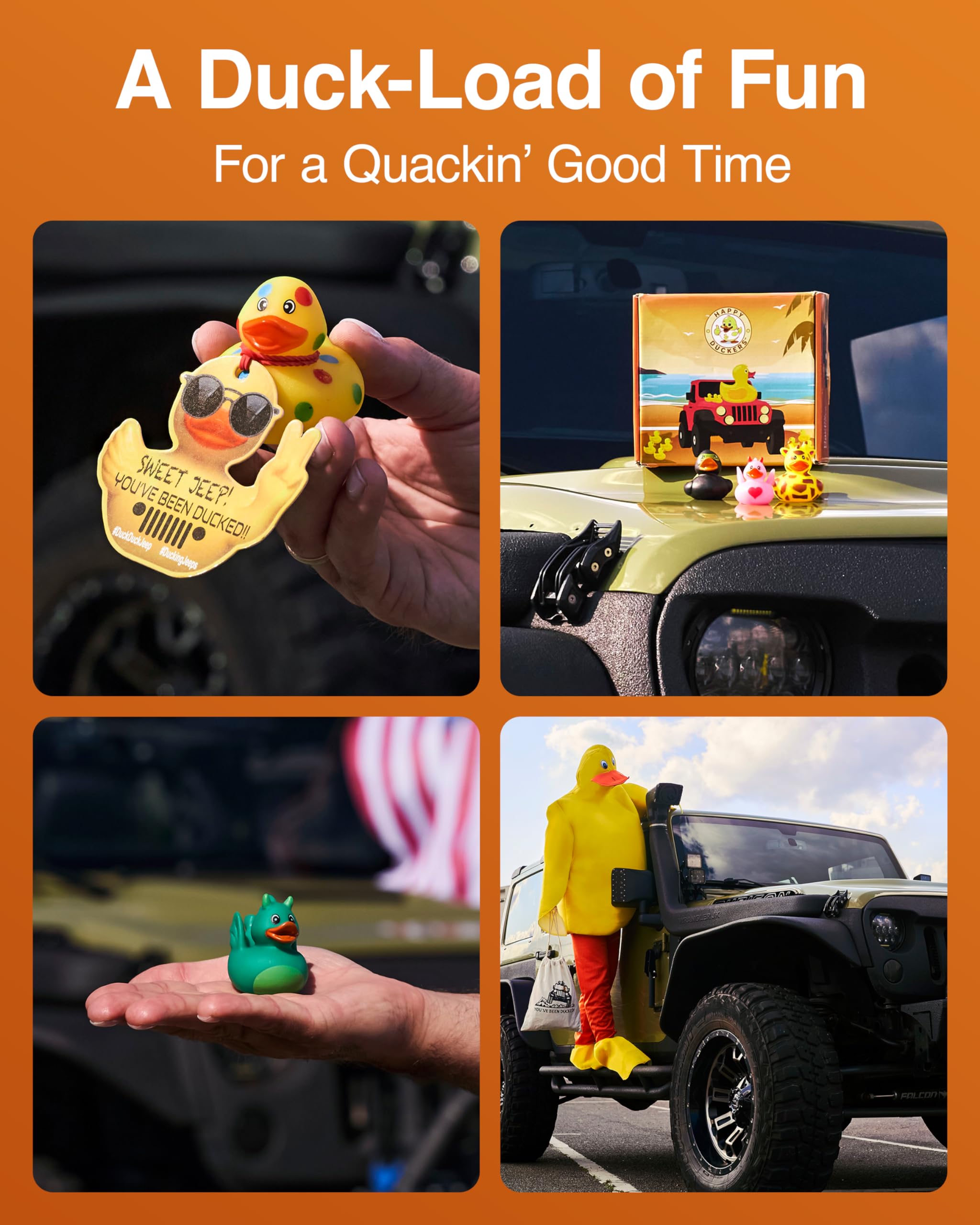 Jeep Ducks for Ducking - Assorted Ducks for Jeeps - 25 pc 2" Rubber Ducks Jeep Ducking - Plus Official Duck Duck Jeep Mobile App - Cute Little Rubber Ducks from Happy Duckers