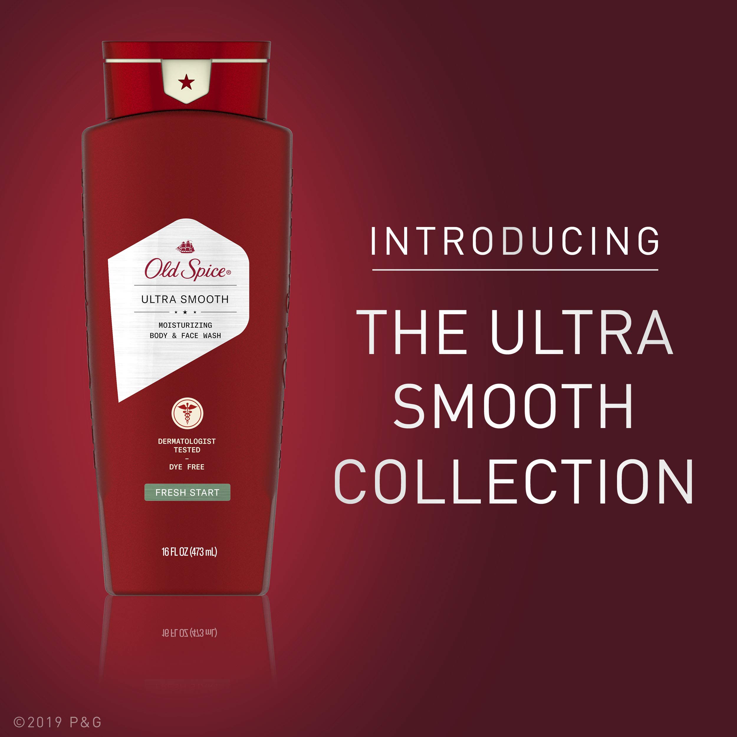 Old Spice Ultra Smooth Moisturizing Face & Body Wash, Fresh Start, 16 Ounce / 473 ml (Pack of 2)