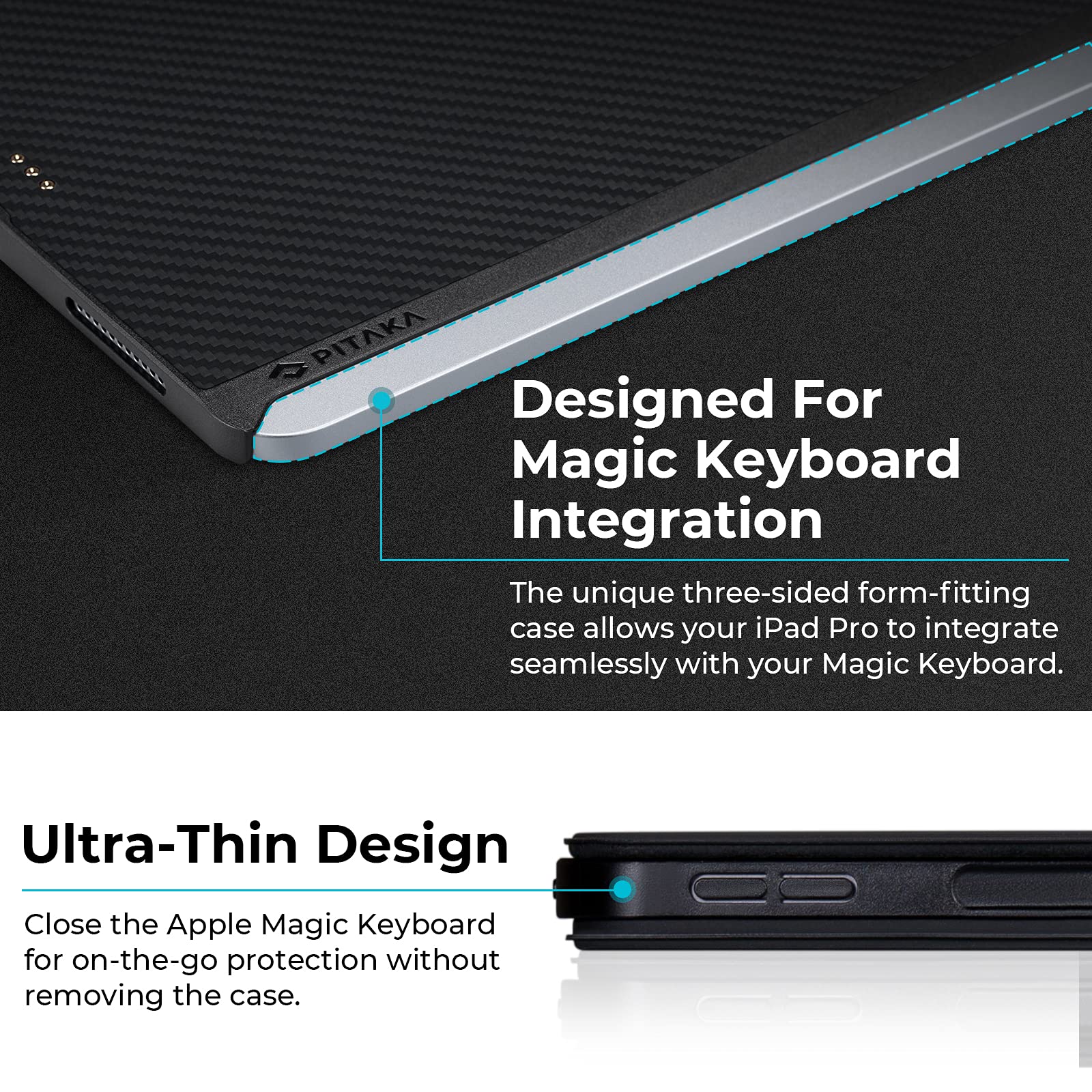 PITAKA iPad Air 5th Case 2022/iPad Air 4th Case 2020 10.9 Inch [MagEZ Case 2] Ultra Thin Aramid Fiber Magic Keyboard Compatible Case, Magnetic Case Works with MagEZ Stand & MagEZ Folio