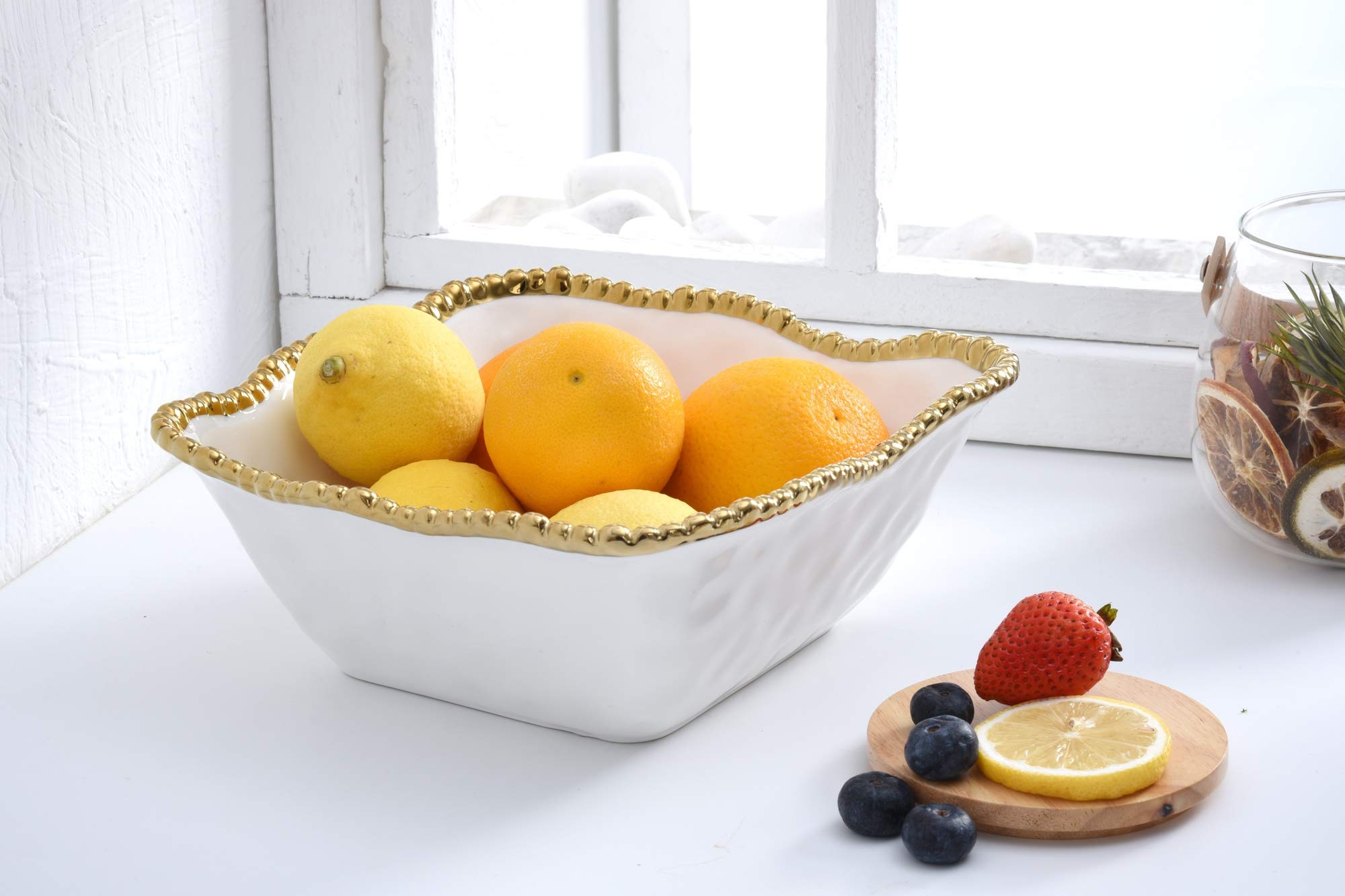 Pampa Bay Golden Salerno Porcelain Medium Square Salad Bowl