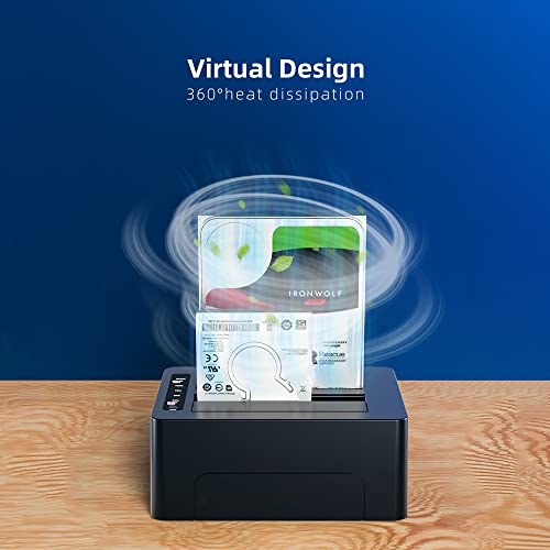 USB 3.0 to SATA Dual-Bay External Hard Drive Docking Station for 2.5 or 3.5 Inch HDD/SSD. Support Offline Clone Duplicator, UASP, and Auto Sleep Function. Black K3082