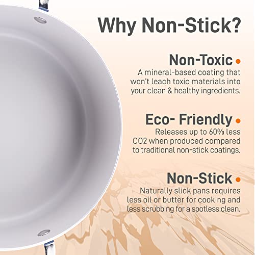 NutriChef Dutch Oven Pot with Lid - Non-Stick High-Qualified Kitchen Cookware with See-Through Tempered Glass Lids, 5 Quart (Works with Models: NCCW14SBLU & NCCW20SBLU) - NutriChef NCCW14SBLUDOP