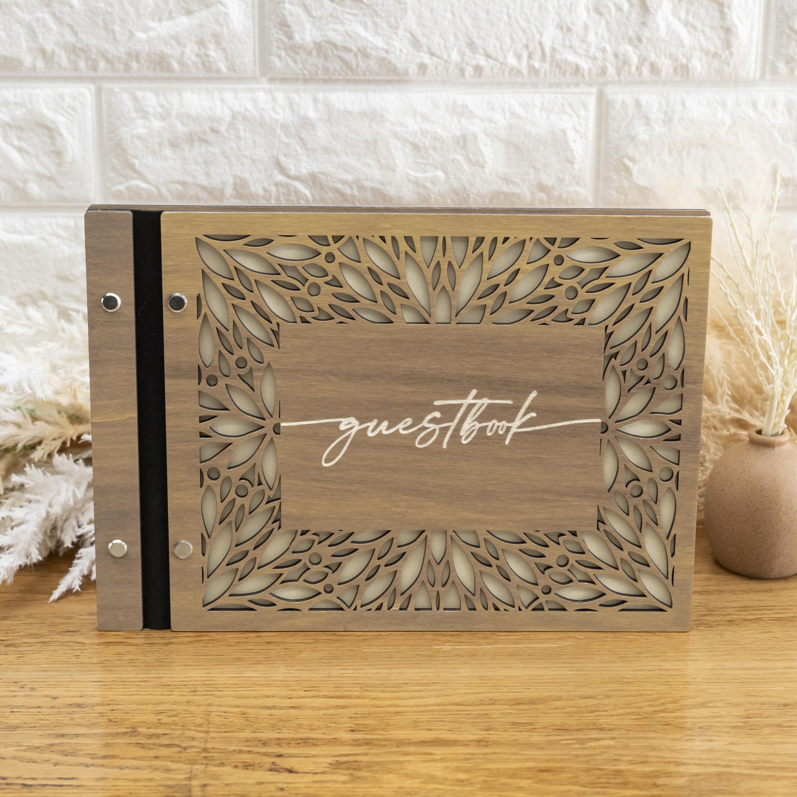 Wooden Wedding Guest Book | Beautiful Wedding Guestbook, Baby Shower, Wedding Favors for Guests | Rustic Wedding Planner & Registry, Wedding Decorations for Reception | Photo Book for Polaroid