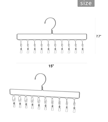 Mkono Hat Organizer Hanger for Closet Set of 2 Baseball Cap with 20 Clips Stainless Steel Rack Holder Caps, Silver Hangers Organizer, Fits All Pieces