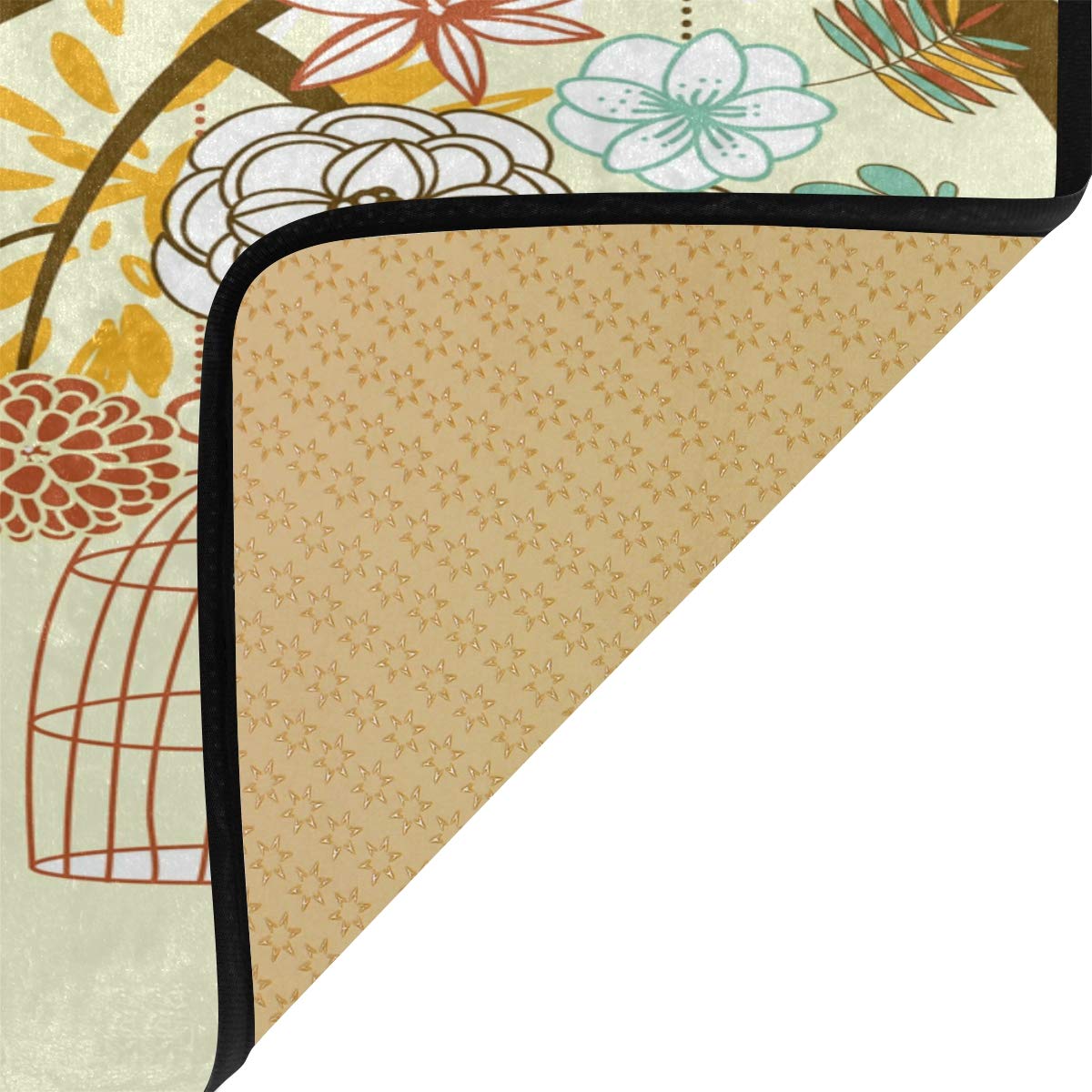 Owl Autumn Floral Background Kitchen Rugs Non-Slip Kitchen Mats Bath Runner Rug Doormats Area Mat Rugs Carpet for Home Decor 39" X 20"
