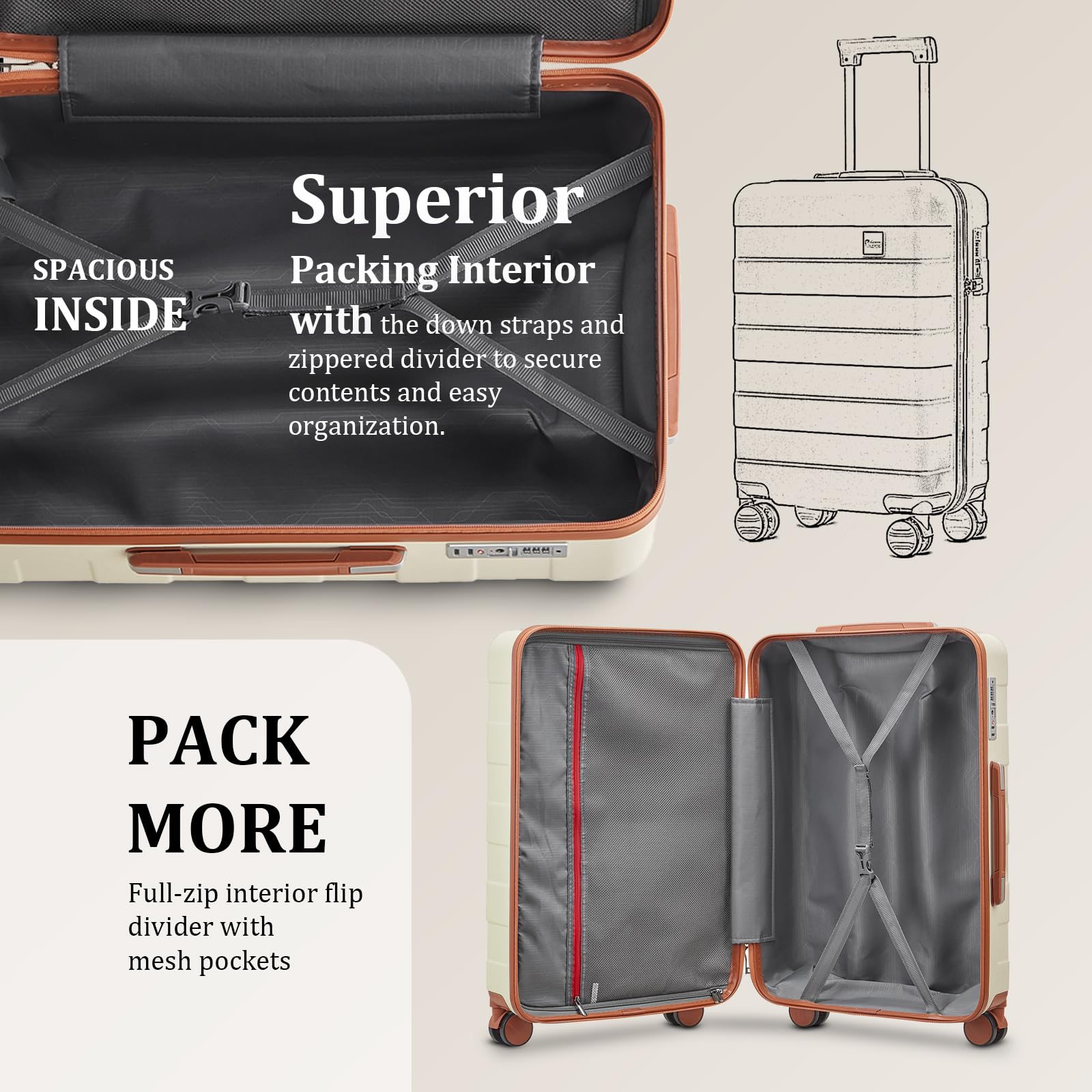 imiomo 28 IN Large Luggage, Suitcase with Spinner Wheels, Hardside 3PCS Set Lightweight Rolling Travel Luggage with TSA Lock(28"/Black)