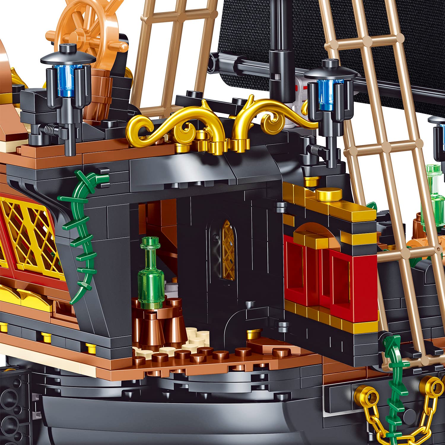 Mesiondy Pirate Ship Model Building Block Kit, MOC Pirate Ship Book Building Block for Boys Aged 6 and Over (919 Pieces)