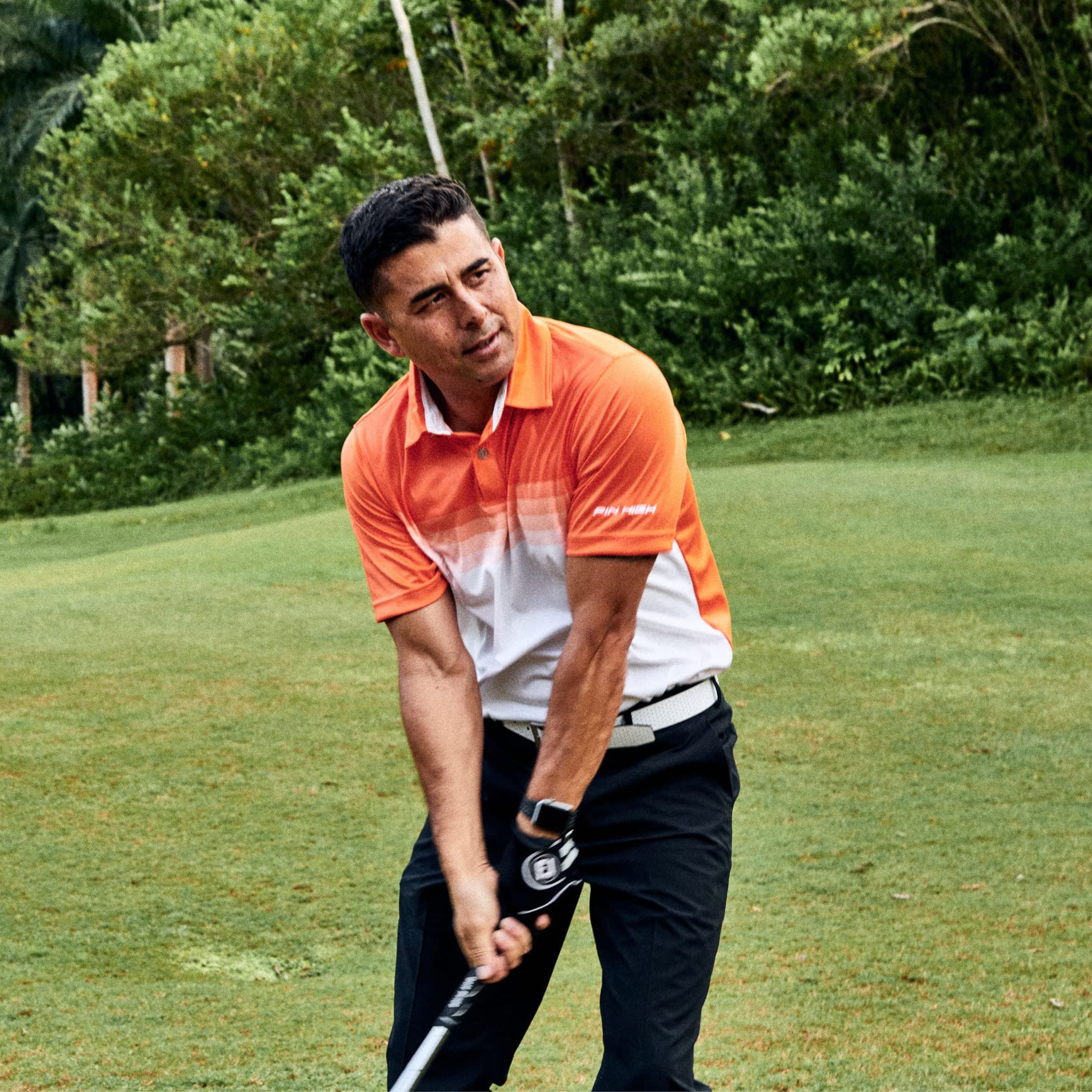 Pin High Men's Performance Golf Polo Shirt, Modern Fit Golf Shirt, Dry-Fit Short Sleeve Polo