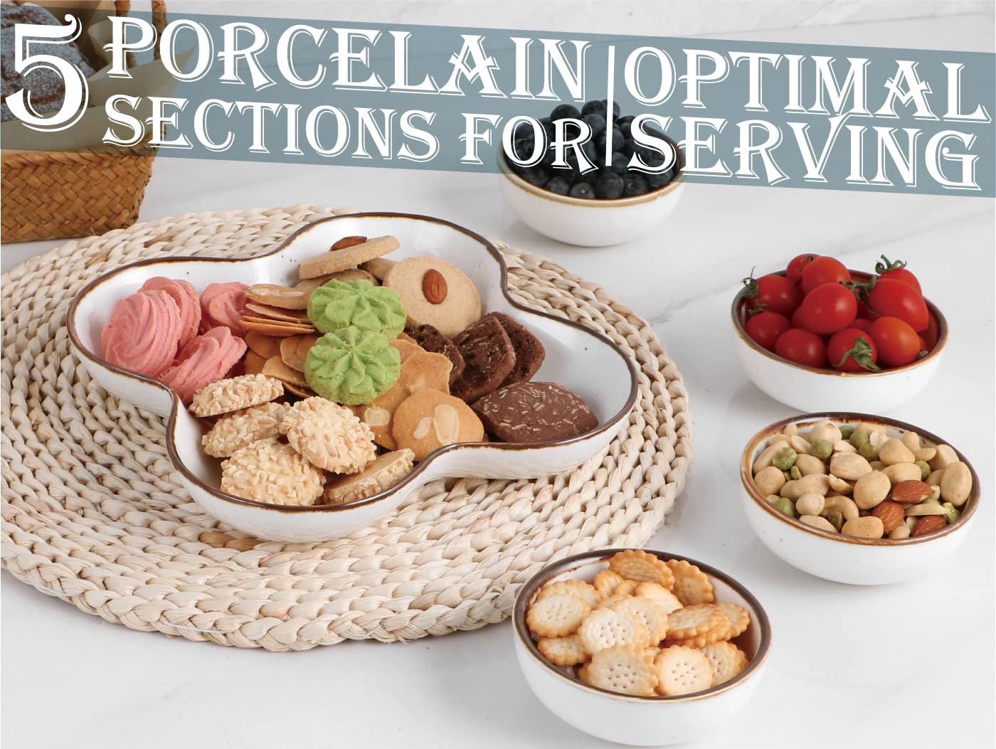 ONEMORE Chip and Dip Serving Set, Olive Tray Bundle