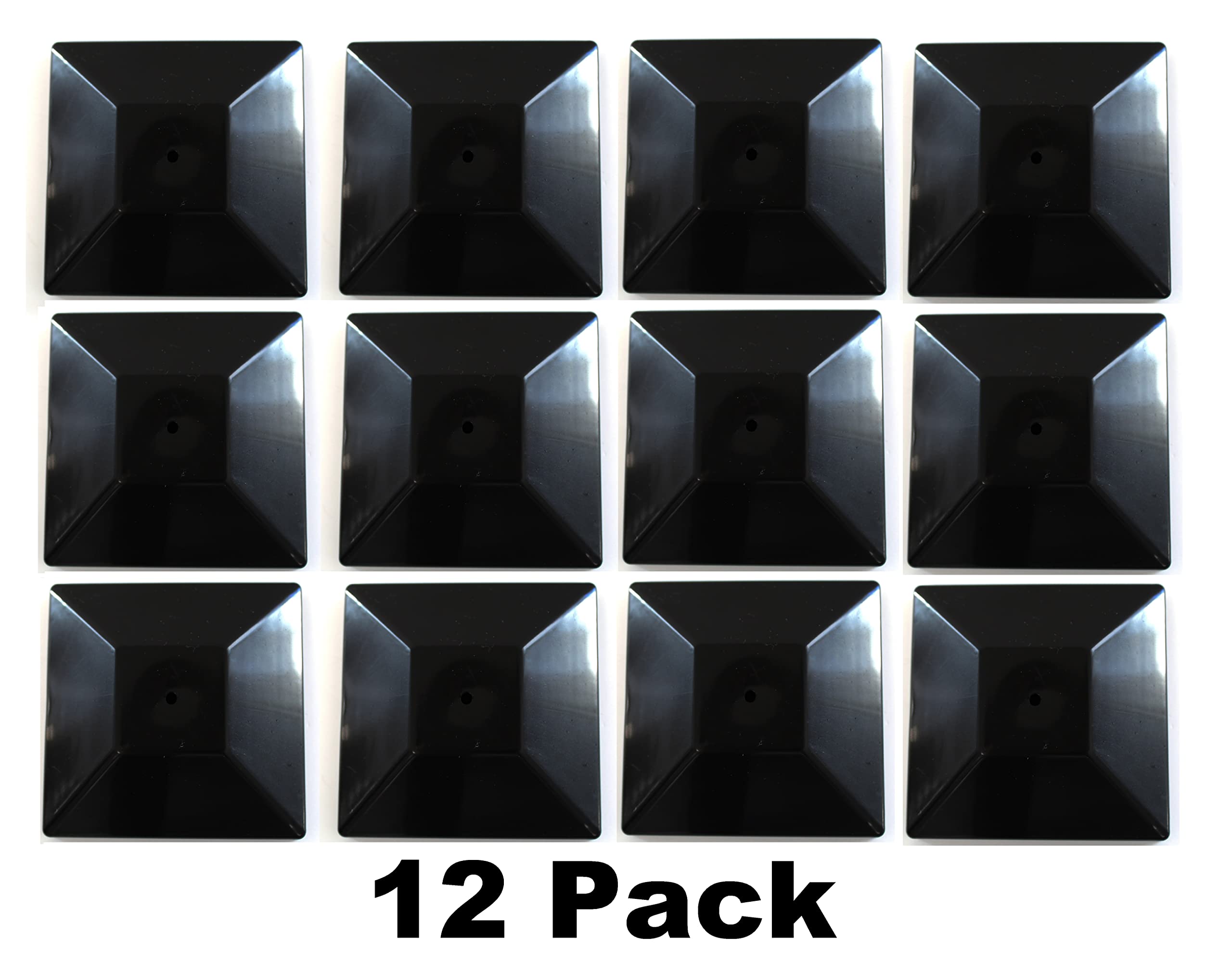 Nominal 4x4 Plastic Fence Post Caps with Nail Hole (3-5/8"x 3-5/8") (12, Black)