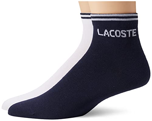 Lacoste 2-Pack Ped Socks w Word at Ankle Navy Blue/White 6 (US Men's Shoe 9-12)