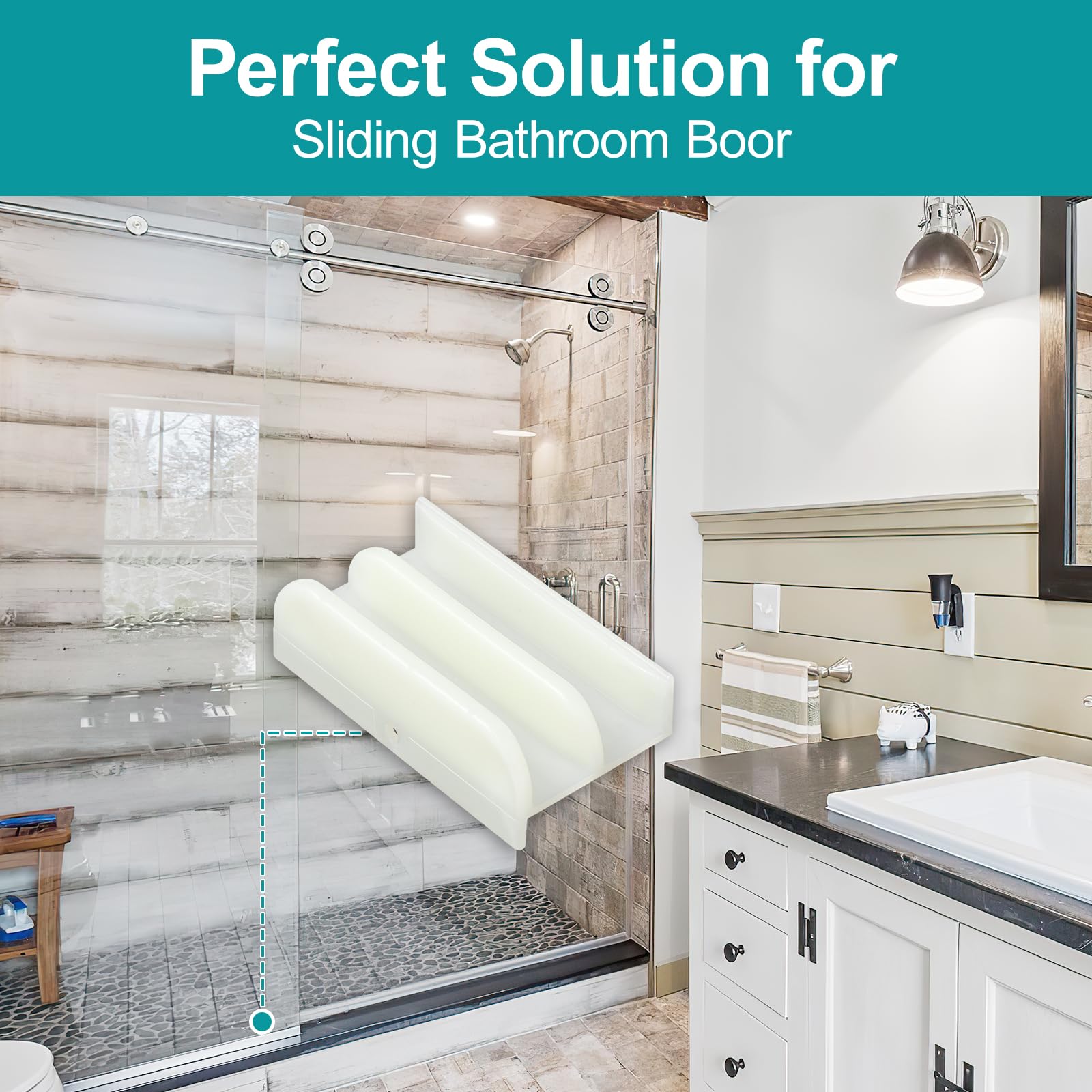VYH M6219 Sliding Shower Door Bottom Guide for Sliding Shower Door (Top Hung) Shower Door Guide, 1/2 in Channels for Glass Shower Door Plastic Guide(2 Pack