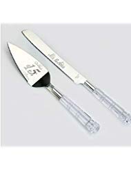 Mis Quince 15 Anos Cake Knife and Server Set Acrylic Crystal Handle -Cuchillos y Pala