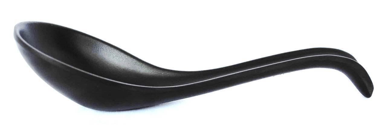Lucky Star Melamine Japanese Ramen Vietnam Pho Noodle Soup Serving Spoons Utensil, 6.5” Length, Black (48)