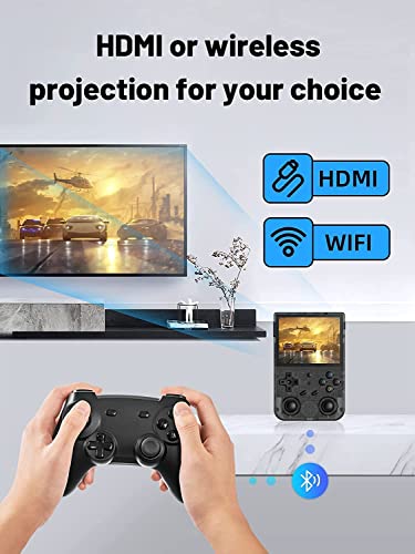 RG353VS Retro Handheld Game Linux System RG3566 3.5 inch IPS Screen,RG353VS with 64G TF Card Pre-Installed 4452 Games Supports 5G WiFi 4.2 Bluetooth Online Fighting,Streaming and HDMI