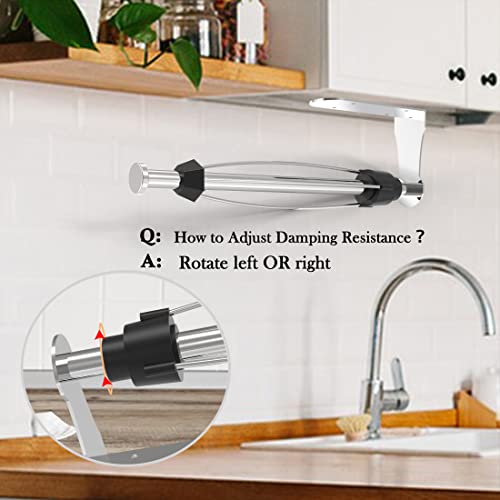 Paper Towel Holder Under Cabinet Brushed Nickel Wall Mounted Hanging Paper Towel Holders Under Counter Paper Rack with Ratcheting for Kitchen Bathroom Rv Silver Mounted Vertically Or Horizontally