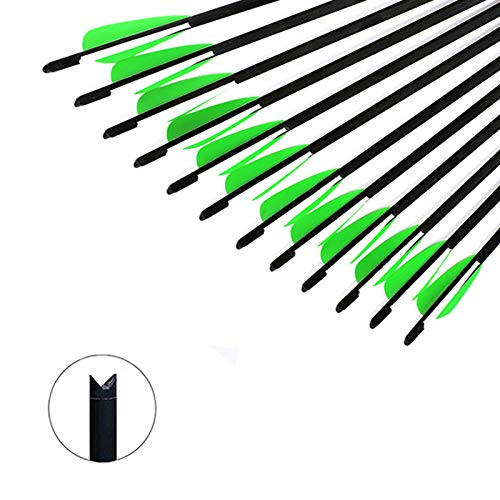 JY-Sports Crossbow Bolts Outdoor Shooting Arrows 20''Archery Hunting Arrow Replaceable Tips 12Pcs/Box (Green-Fletching)