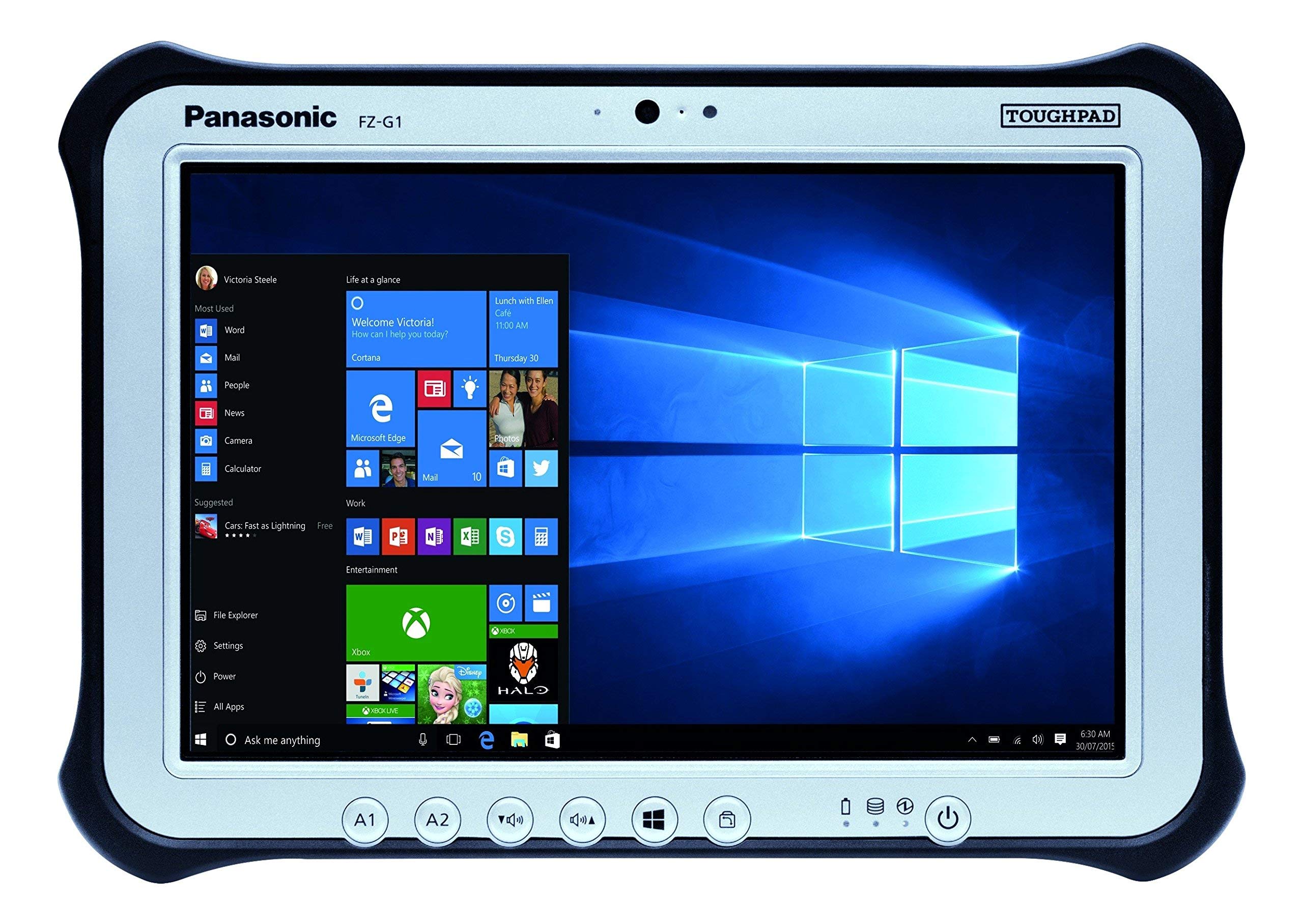Panasonic TougHPad FZ-G1, Core i5-5300U @2.30GHz, 10.1-inch WUXGA Multi Touch+Digitizer, 8GB, 128GB SSD, Wi-Fi, Bluetooth, 4G LTE, Dual Pass, 2D Barcode, 2 Cameras, Windows 10 Pro, UHF RFID (Renewed)