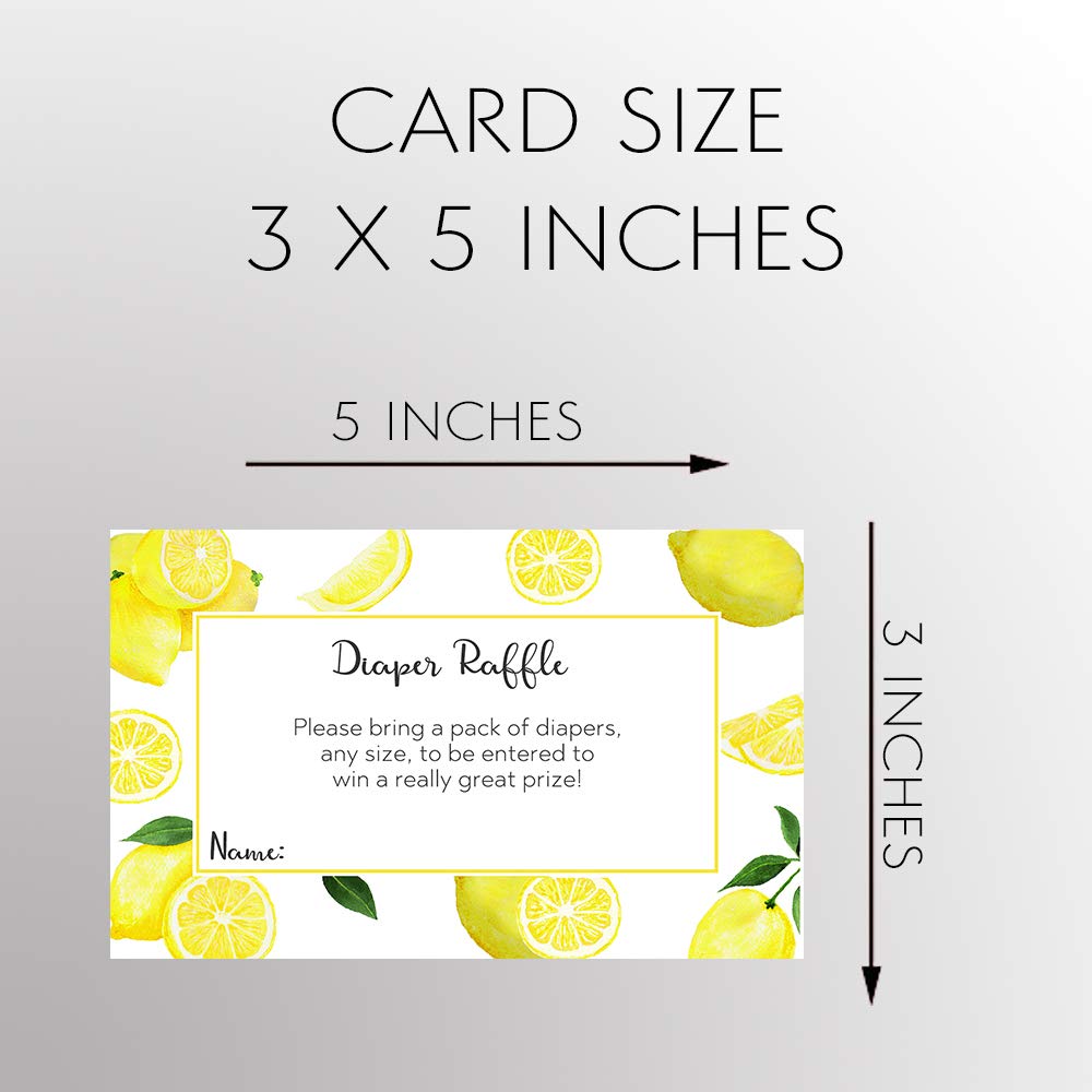 Lemonade Baby Shower Diaper Raffle Ticket Lemon Theme Diaper Party Raffle Printed Insert Cards Squeeze (25 Count)