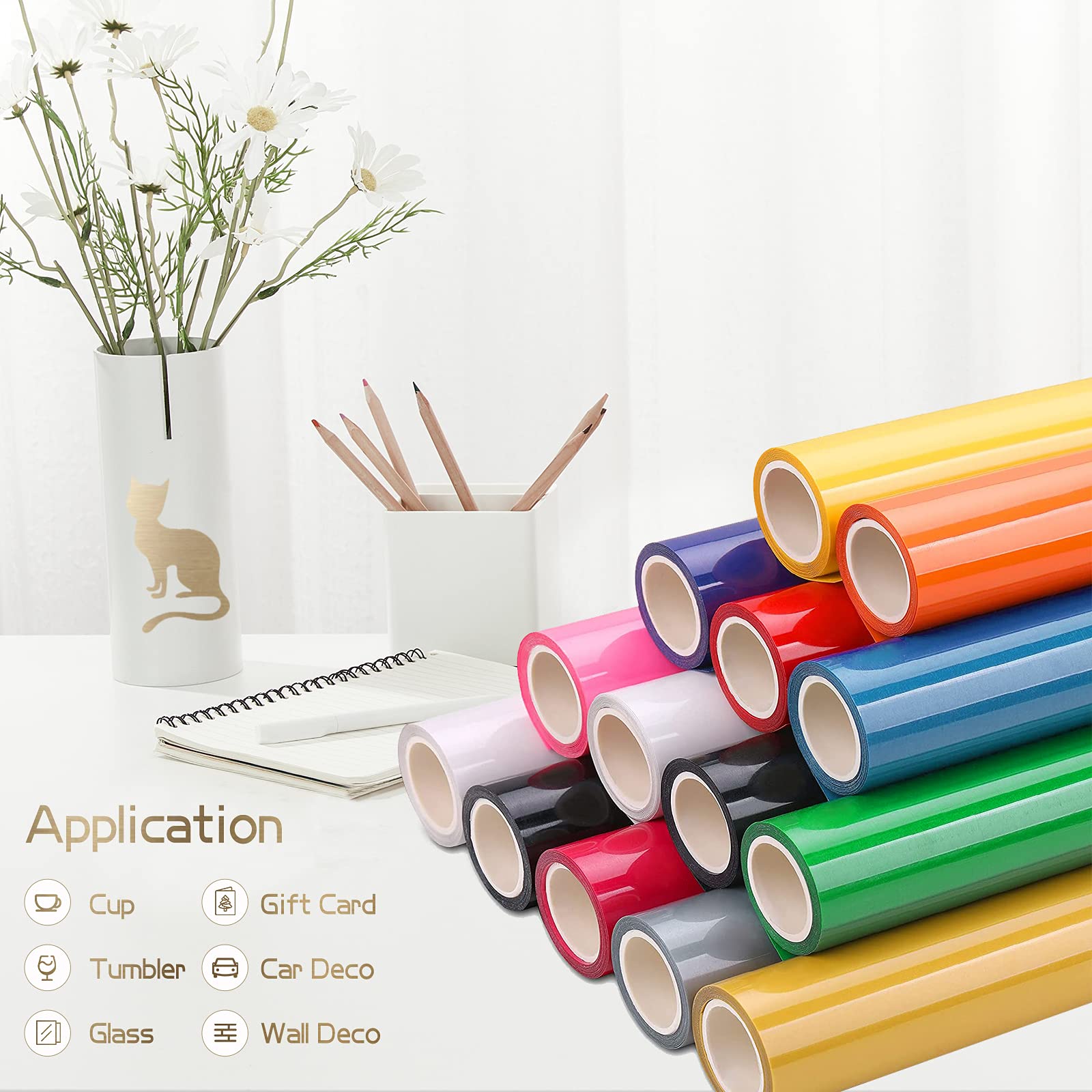 Madlie Brushed Gold Permanent Adhesive Vinyl Roll - 12" x 15 FT Premium Permanent Vinyl for Craft,Signs, Scrapbooking,and Other Craft Cutters.