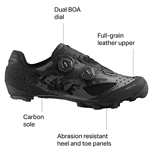 Lake Mx238 Wide Cycling Shoe - Men's Black Camo, 41.0