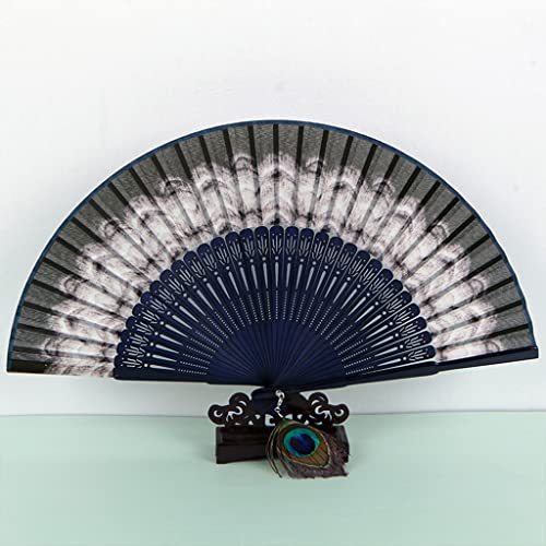 Peacock Fan Exquisite Women's Silk Fan Folding Fan for Dance Fan Female Performance Fan Chinese Style (Color : 02)