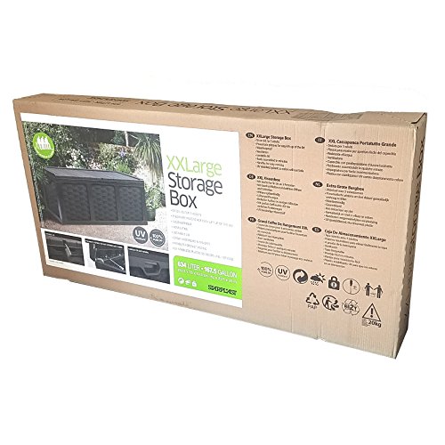 Starplast XXL Sit-On Rattan Style Storage Box: 167.5 Gallon Outdoor Plastic Bin, Weather & Water Resistant, 62.9 x 29.5 x 25 Inches, 2 Colors, 66-811