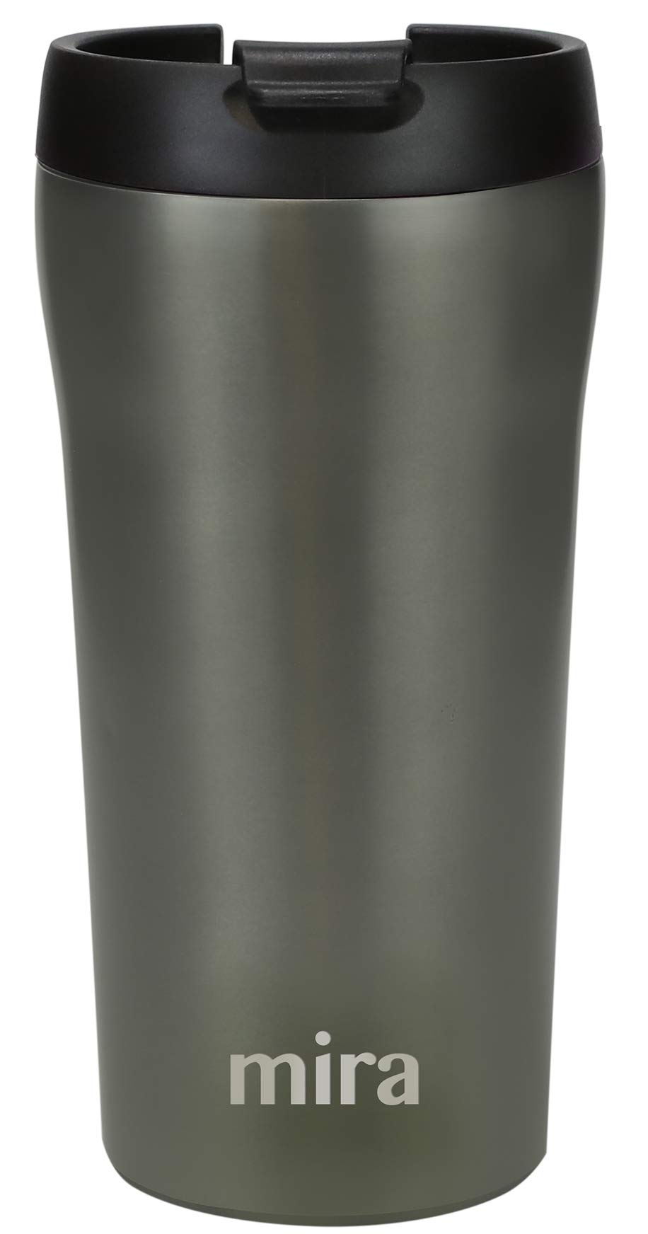 MIRA 16 oz Stainless Steel Insulated Travel Mug with lid - Spill Proof Vacuum Insulated Car Tumbler Cup for Coffee & Tea - Thermos Keeps Drinks Steaming Hot or Ice Cold - Gray Satin