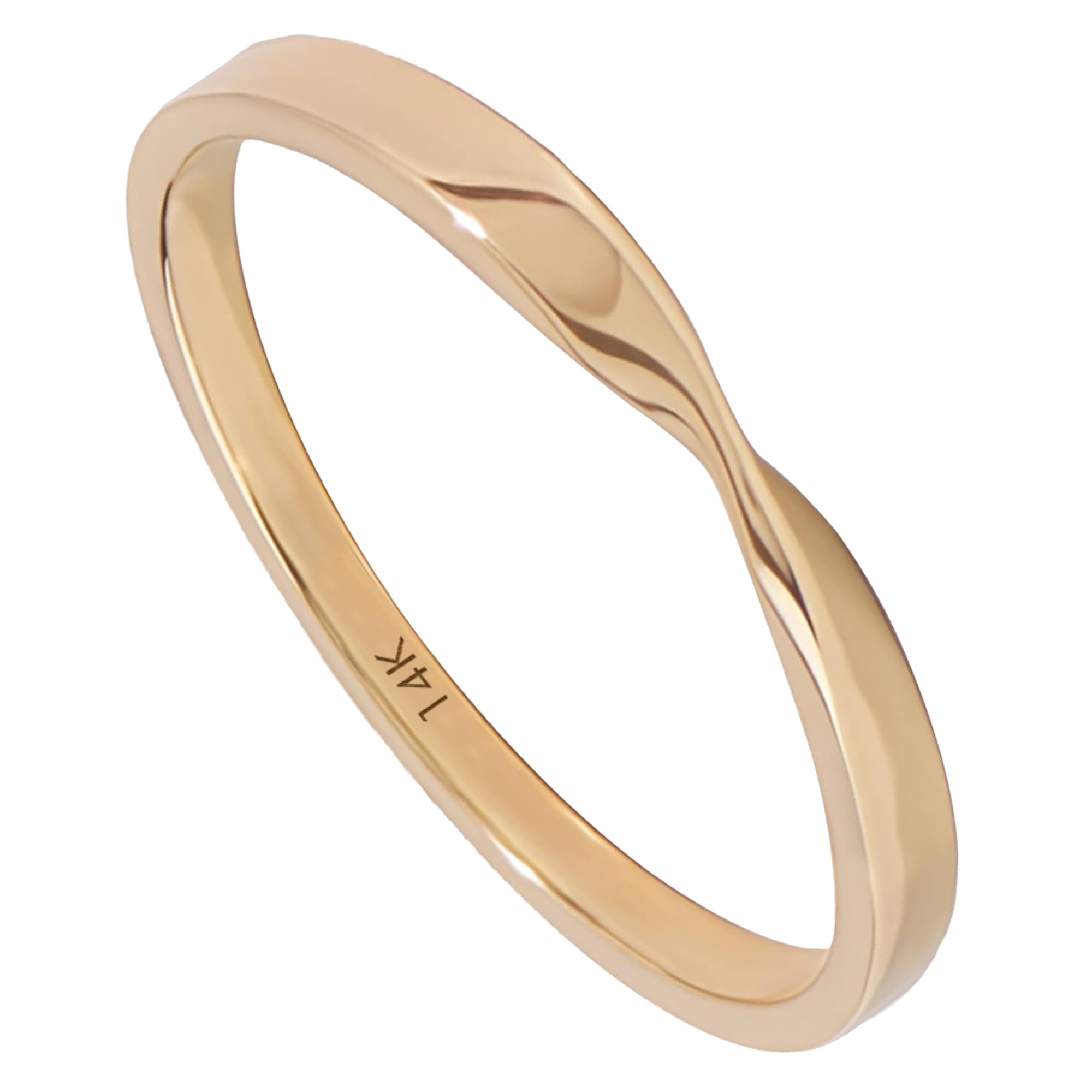 Norm Jewels Mobius Solid Gold Wedding Rings for Men Women 14k Real Gold Bands for Couples Dainty Gold Stackable Rings (Yellow Gold, 5)
