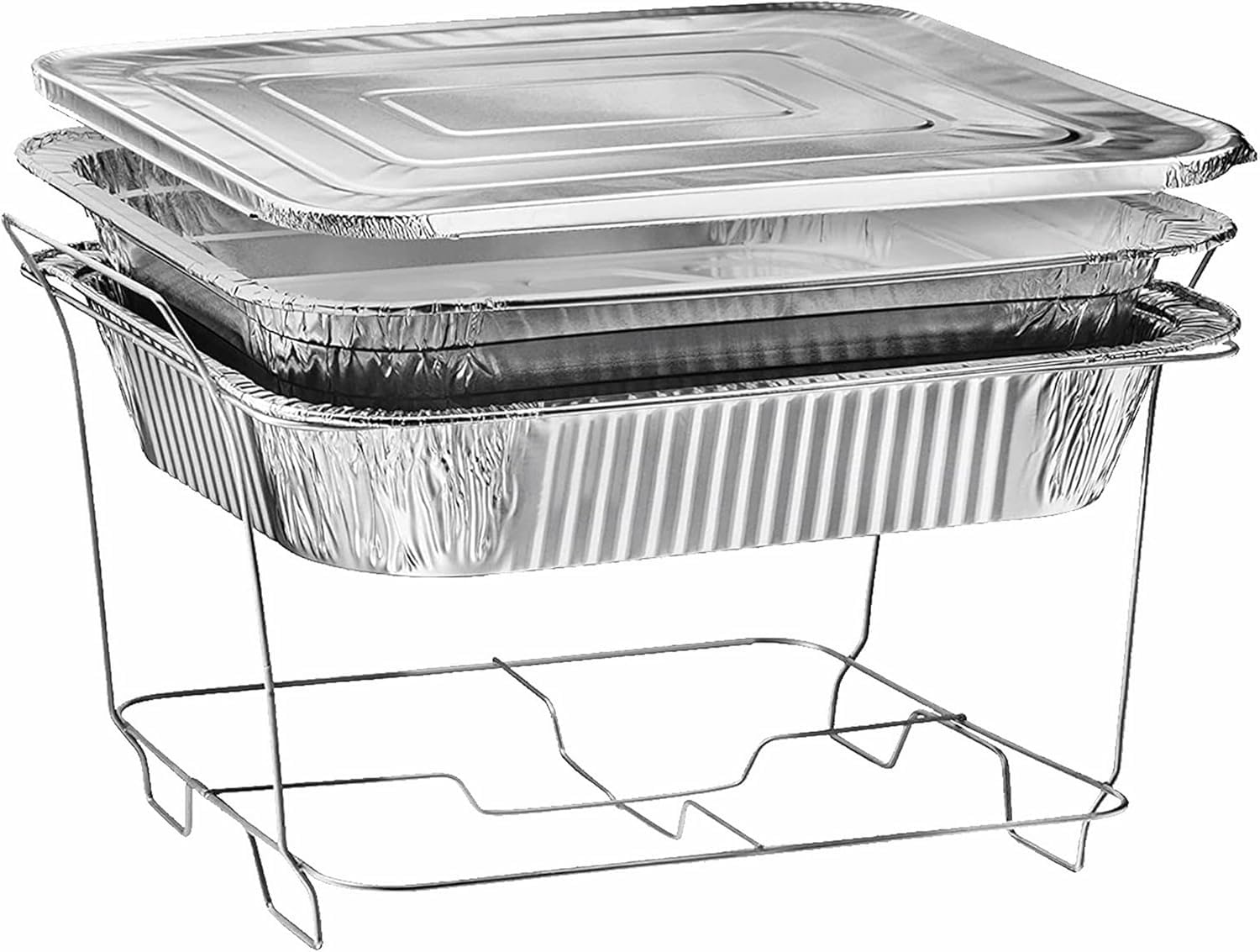 VeZee 28-Pcs Disposable Chafing Dish Buffet Set with Half Size Pans β Complete Catering Solution with Extra Fuel Cans & Lighter β Perfect Food Warmers for Parties & Events