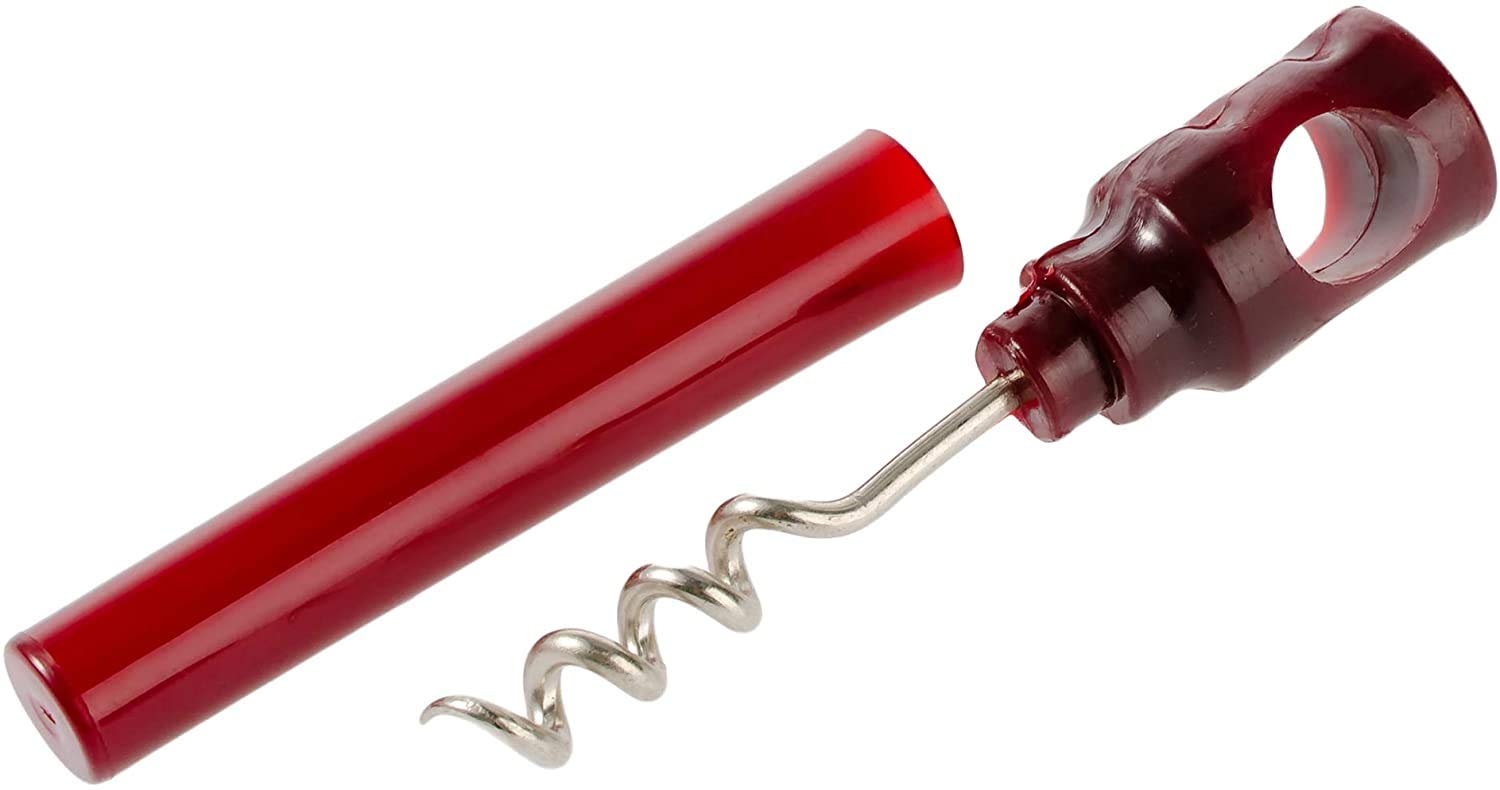 Portable Corkscrew Wine Opener - Pack of 24 - Travel Plastic Corkscrew with Metal Spiral - Basic Wine Glass Bottle Cork Opener