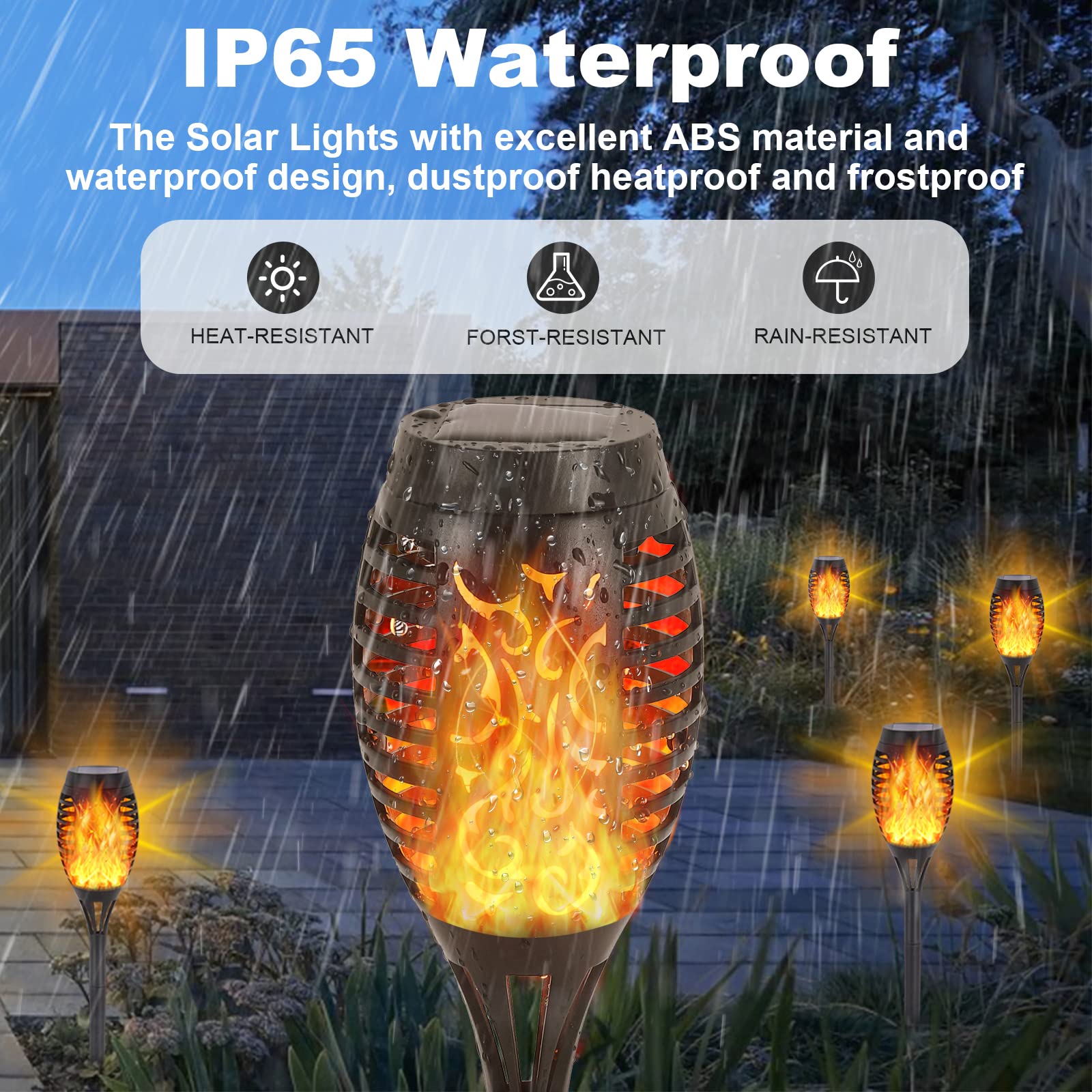 RIDALUX Solar Outdoor Lights Decorative with Flickering Flame: 12Pack Mini Solar Landscape Lights Waterproof - LED Torch Lights for Yard Patio Pathway (Yellow)