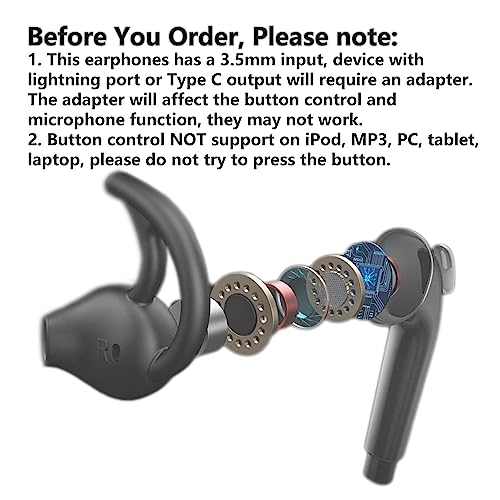 TXHUTSOG Wired Earbuds, Running Headphones with Microphone, Volume Control Earphones with Sporting Hook for Workout Sports Exercise Jogging Gym, Compatible Smartphones Mp3 Tablet Laptop 3.5mm
