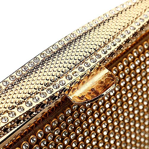 KALINNU Evening Party Clutch Handbag Bling Shiny Sparkly Rhinestone Wedding Purse for Women (Gold)