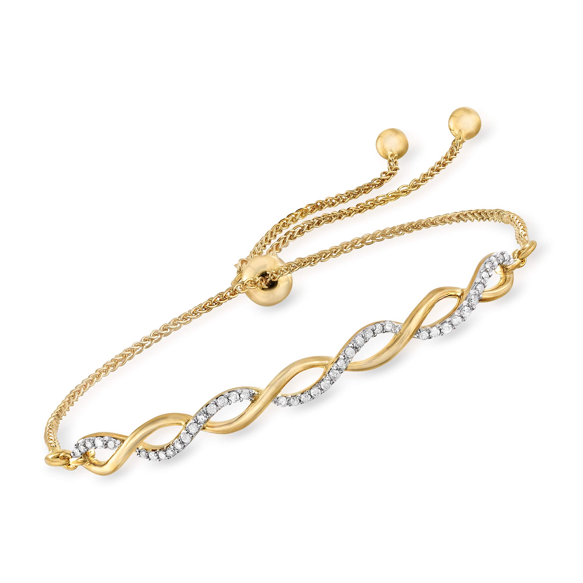 Ross-Simons 0.25 ct. t.w. Diamond Twisted Bolo Bracelet in 18kt Gold Over Sterling