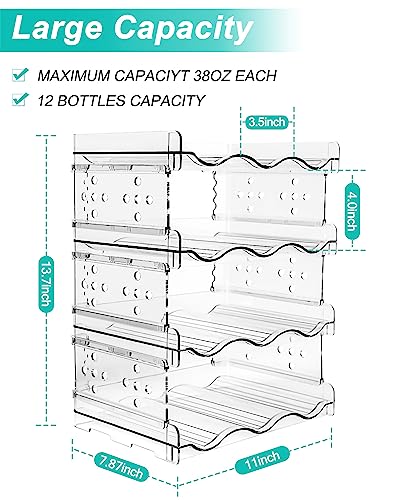 TYigao Water Bottle Organizer,4 Pack Stackable Cup Organizer for Cabinet,Countertop, Pantry and Fridge, Free-Standing Tumbler Kitchen Storage Holder for Wine and Drink Bottles,Clear Plastic