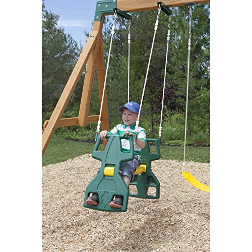 KidKraft Cloverdale Wood Swing Set/Playset with Slide, Rock Wall, Glider and Swings,Gift for Ages 3-10