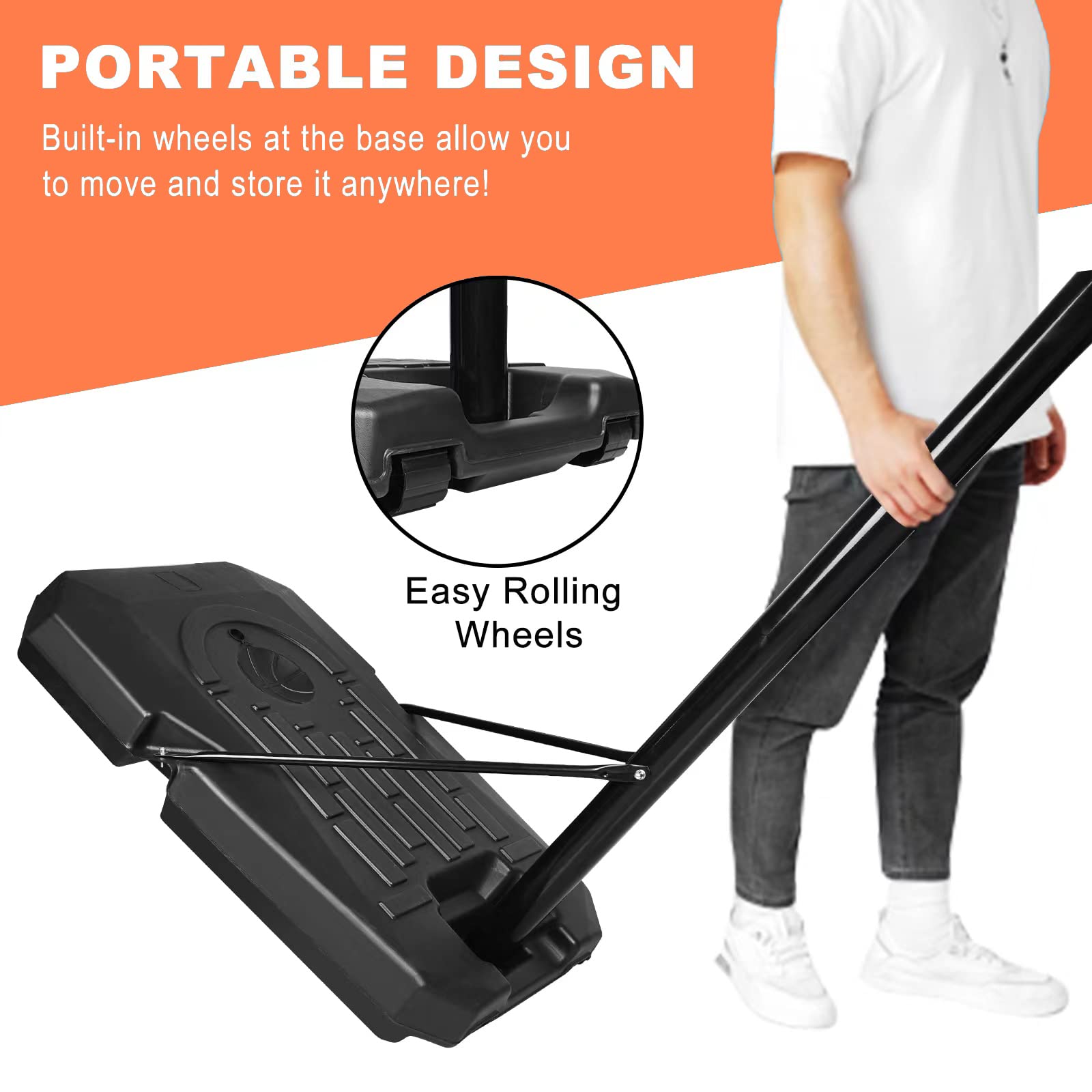 Rakon Teenagers Height Adjustable 6.5-10'Basket 44 "Backboard Portable Basket System for Indoor and Outdoor use